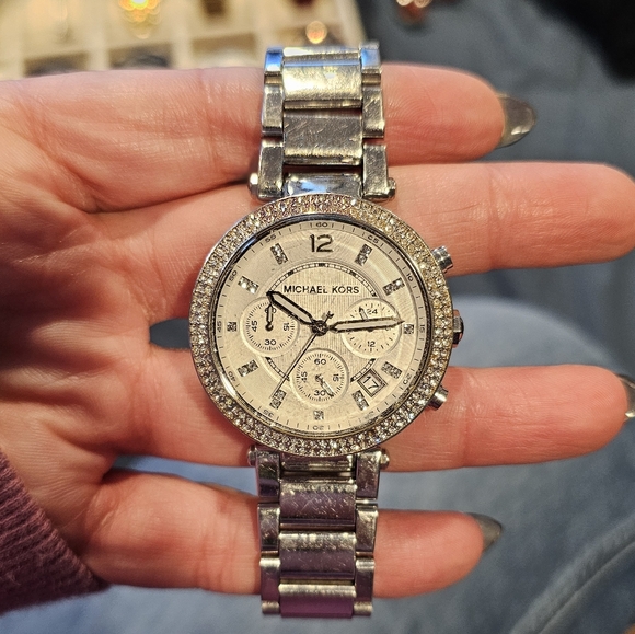 Michael Kors | Accessories | Michael Kors Silver Watch With Crystal ...